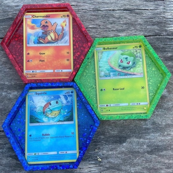 AtoZ Resin Creations | Dining | First Gen Pokmon Coasters Starters ...
